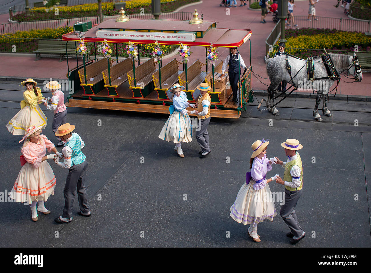 Orlando, Florida. May 10, 2019. Dancers in Main Street Trolley Show in ...