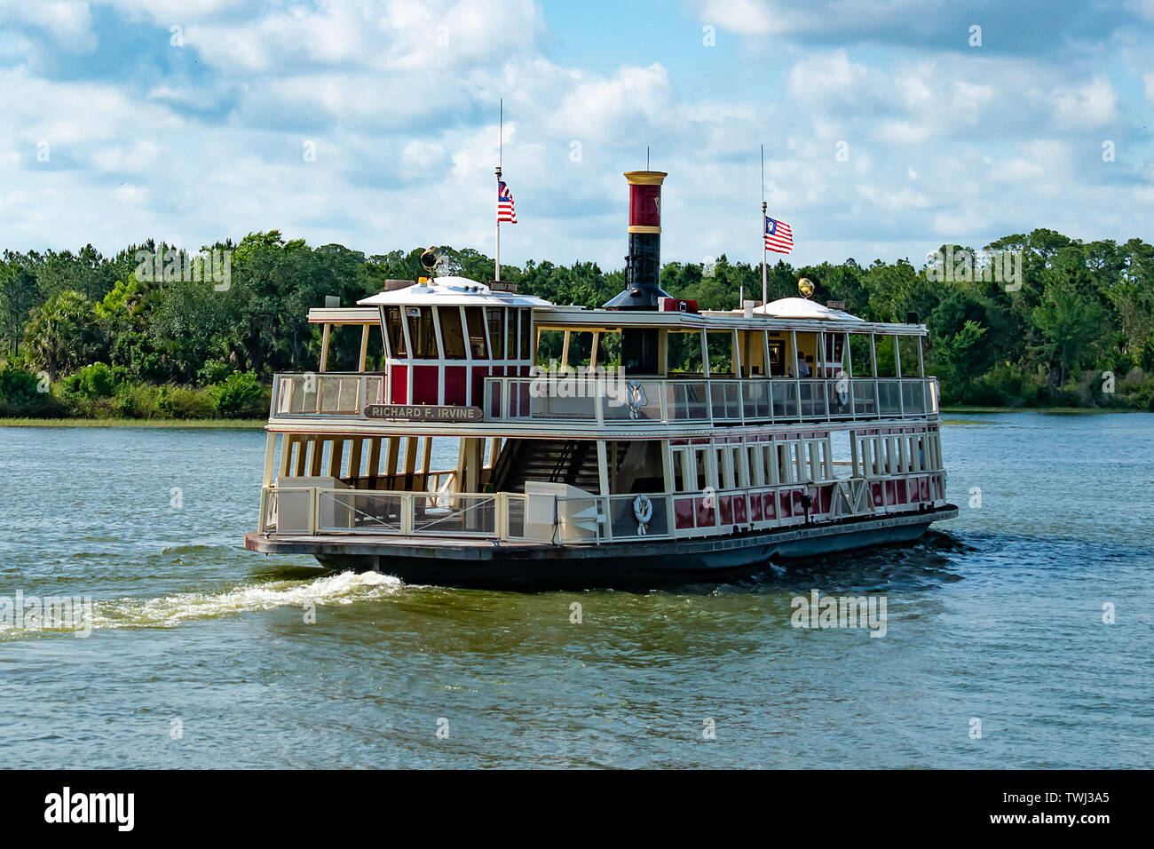 Orlando, Florida. May 10, 2019. Ferry boat in Magic Kingdom at Walt ...