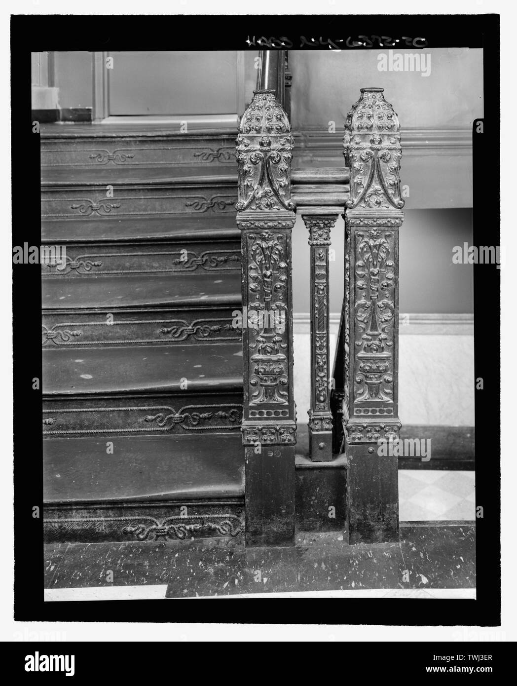 Second Floor Interior Staircase, historic steel posts - Corbin Building ...