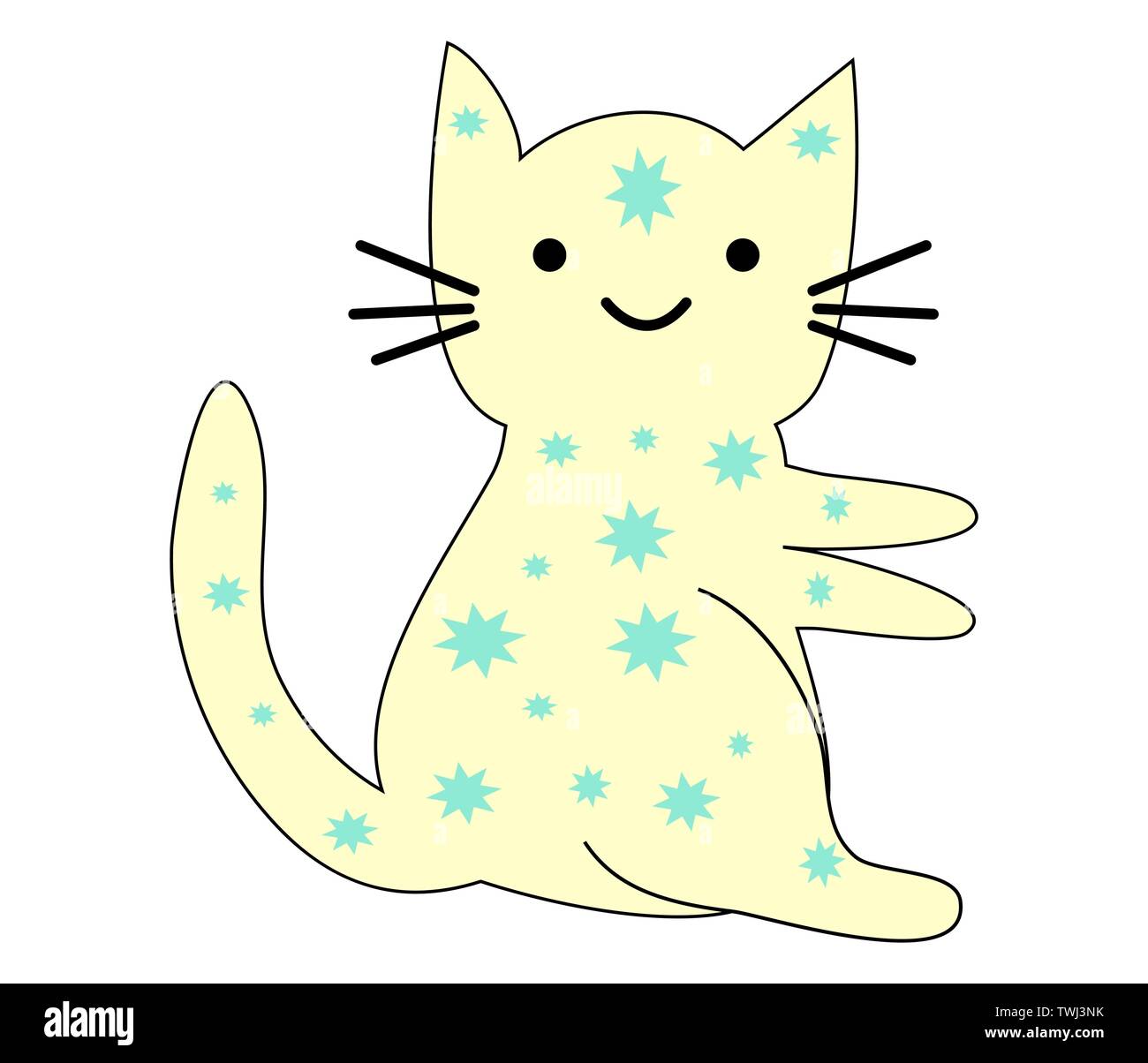 Hand Drawn Cute lovely cute cat. Children's design poster Stock Vector ...
