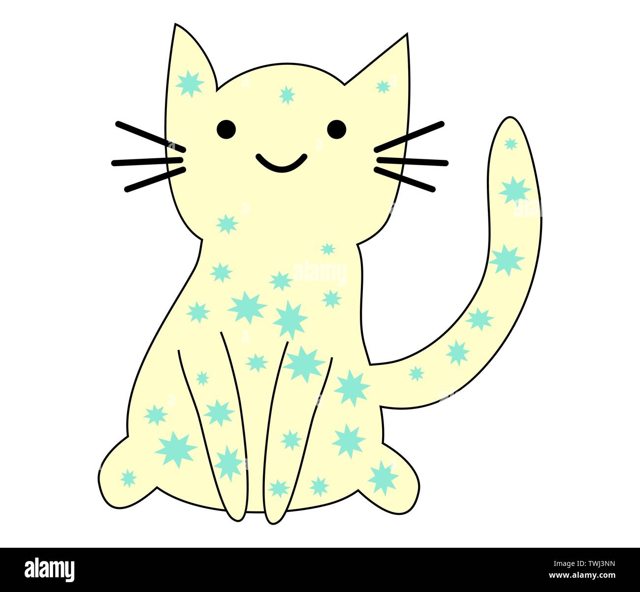 Hand Drawn Cute lovely cute cat. Children's design poster Stock Vector ...