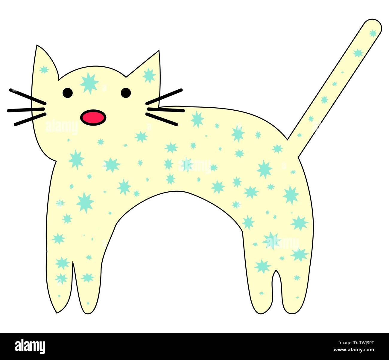 Hand Drawn Cute lovely cute cat. Children's design poster Stock Vector ...