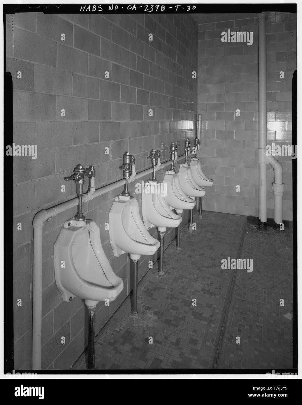 Second floor latrine, bank of urinals. - Hamilton Field, Air Corps ...