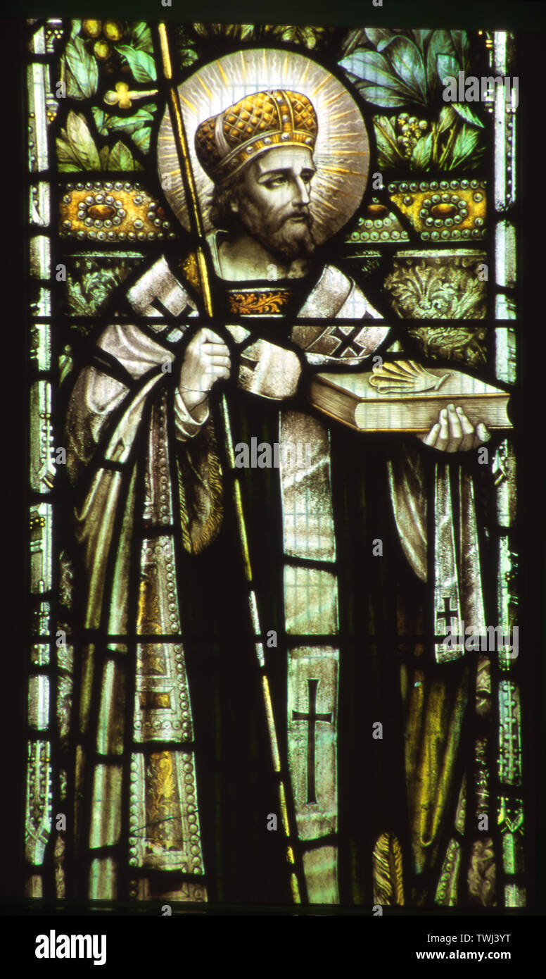Stained glass window, St Augustine, St Leonard's, Colchester, Essex, UK ...