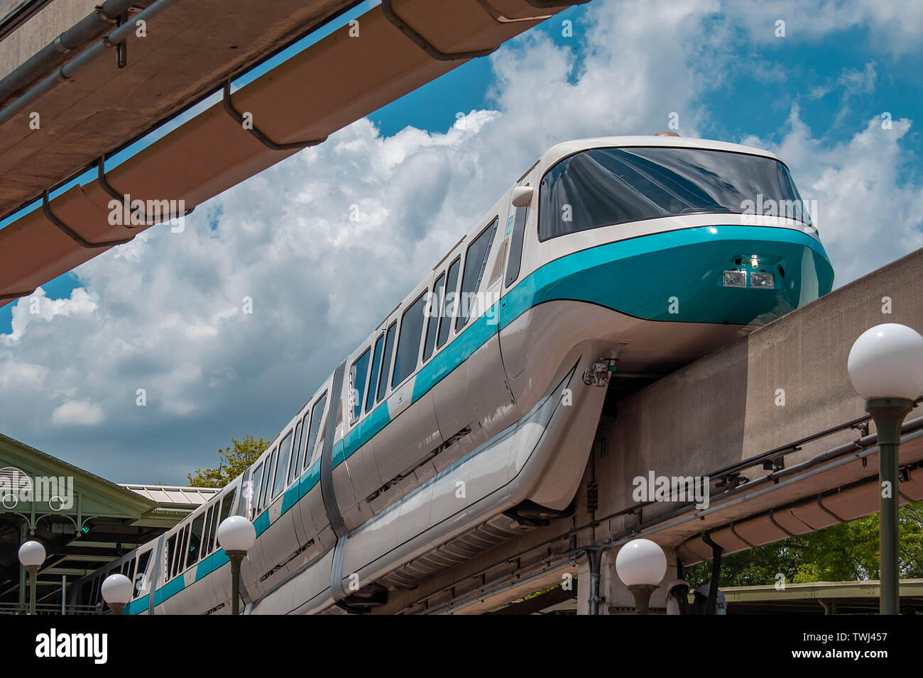 Orlando, Florida. May 10, 2019. Top view of Monorail in Magic Kingdom ...