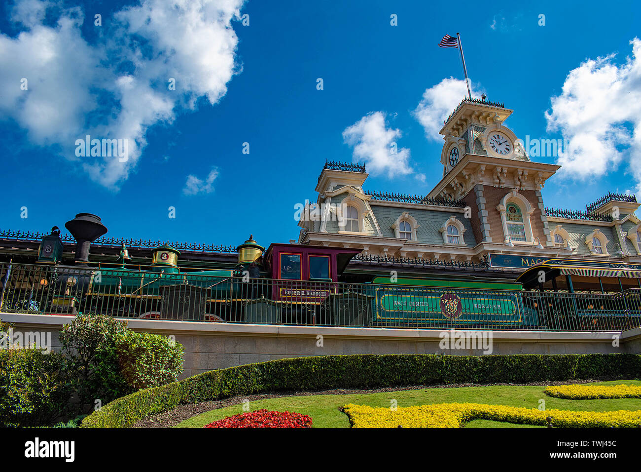 Orlando, Florida. May 10, 2019. Top view of Train Station in Magic ...