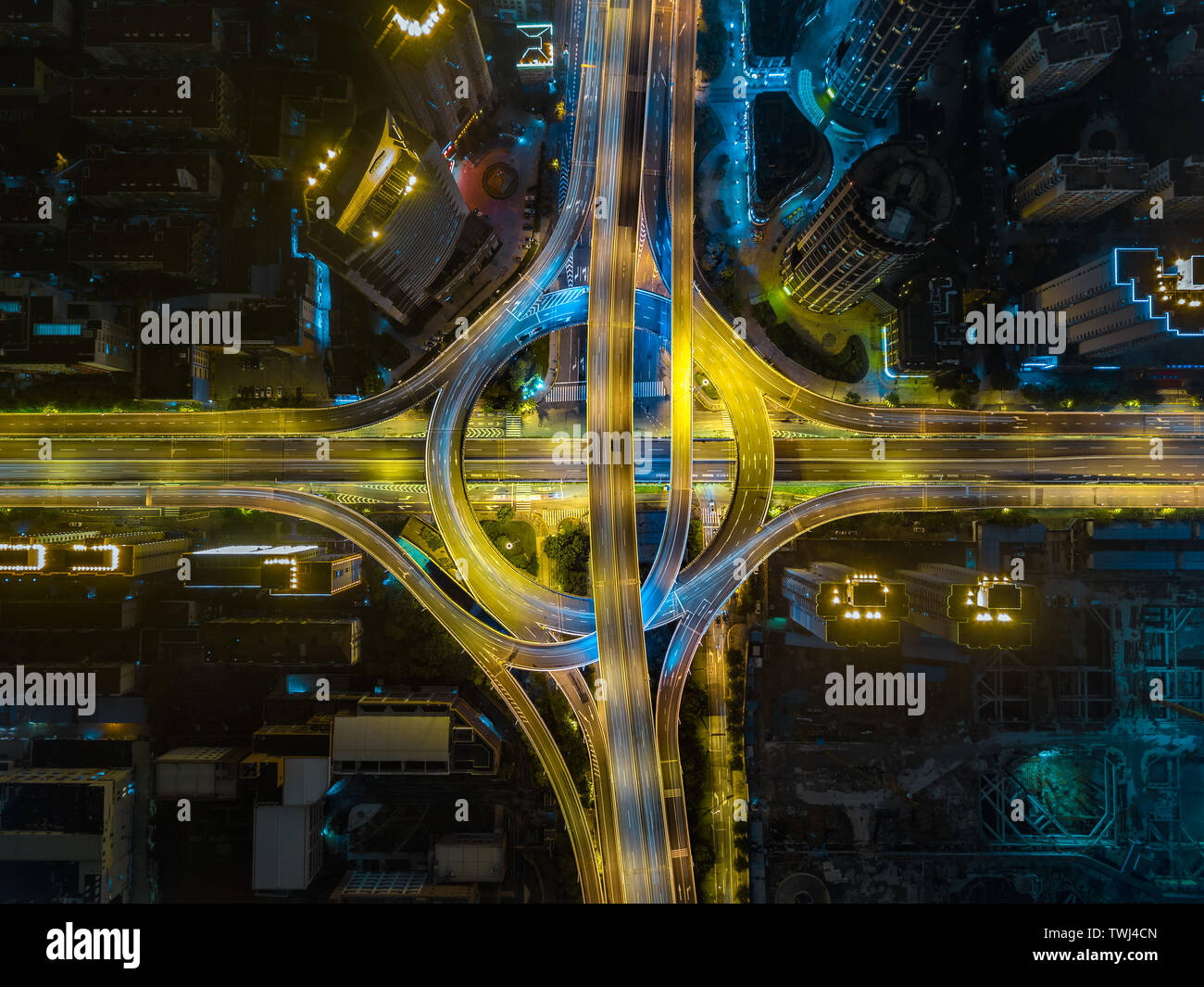Aerial shot Shanghai city interchange Stock Photo - Alamy
