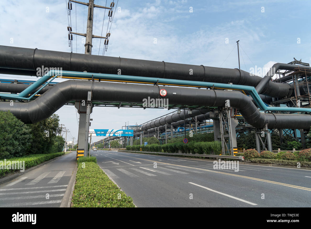 Factory buildings and roads Stock Photo - Alamy