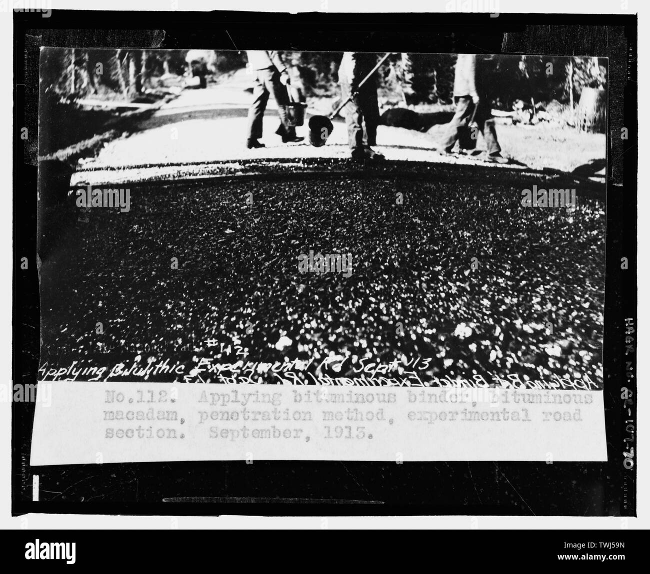 September 1913 No. 112. Applying bituminous binder, bituminous macadam ...