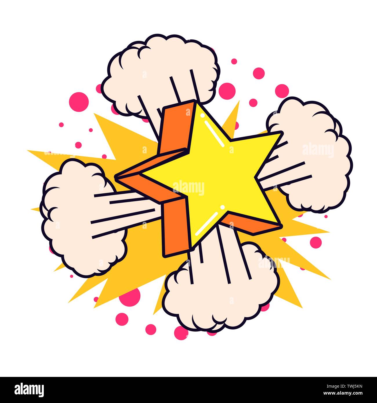 star explosion comic pop art on white background vector illustration ...