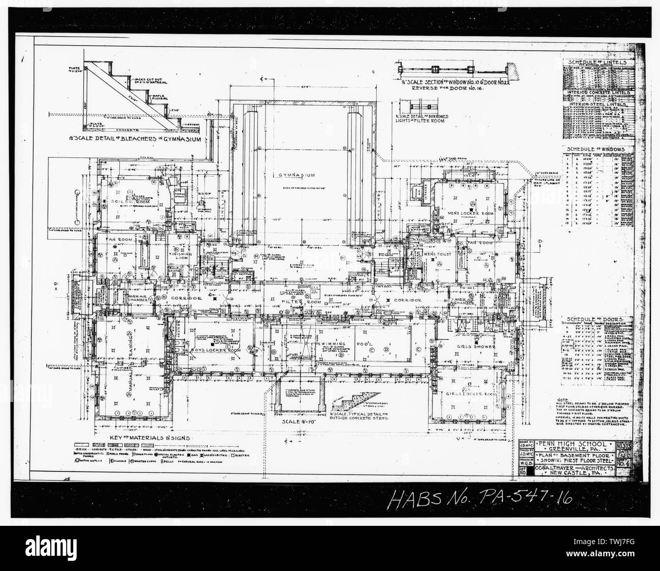 Sheet 4- PLAN OF BASEMENT - Penn High School, Penn Avenue at Main ...