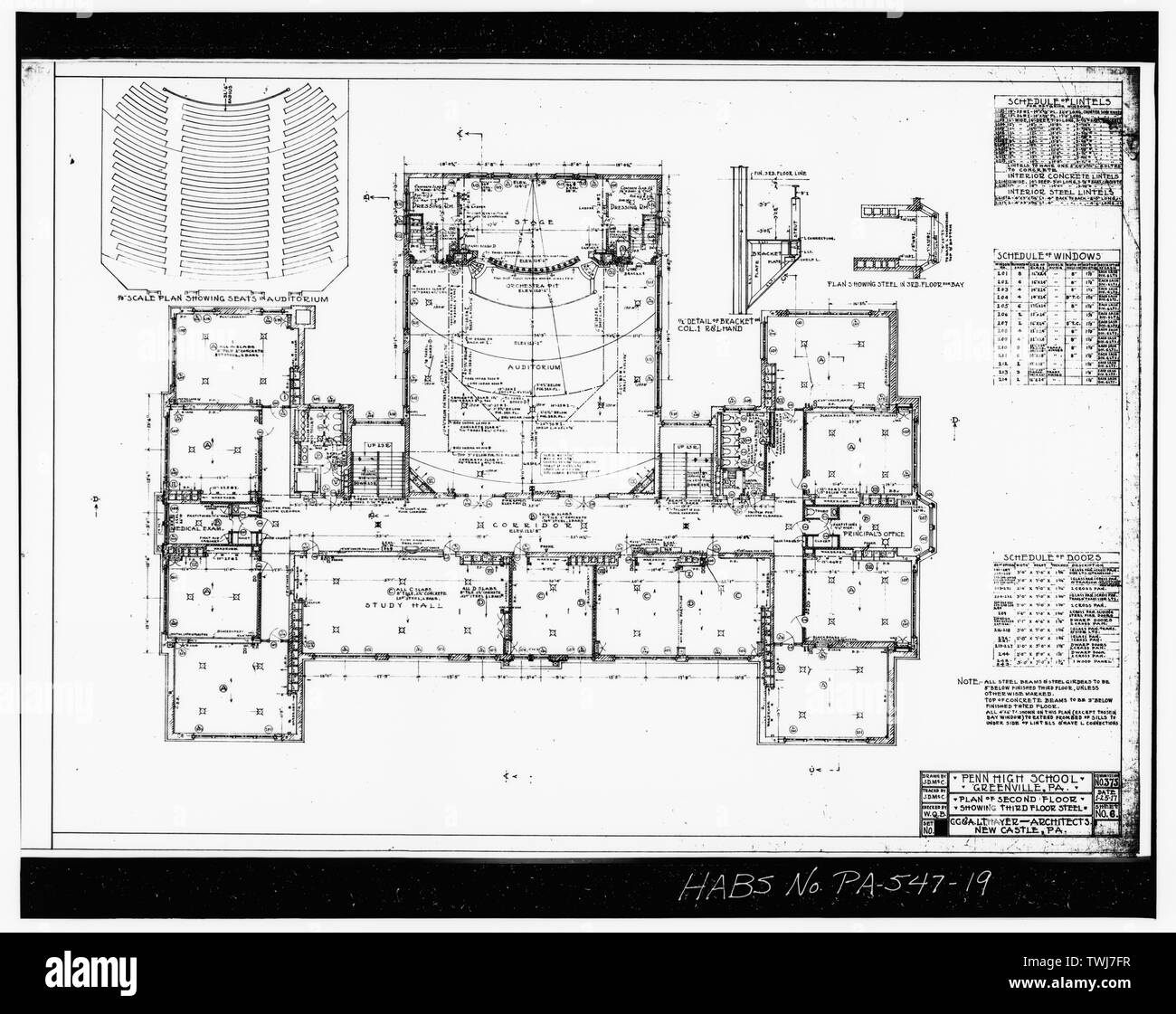 Sheet 6- PLAN OF SECOND FLOOR - Penn High School, Penn Avenue at Main ...
