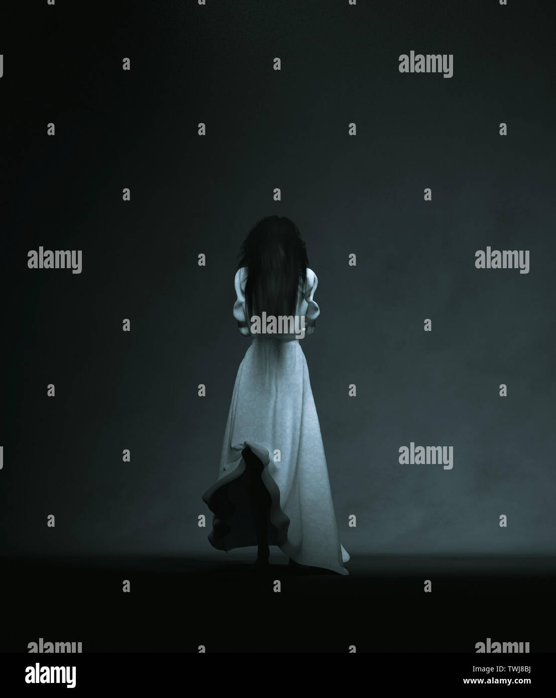 Ghost woman in the dark,3d rendering Stock Photo - Alamy
