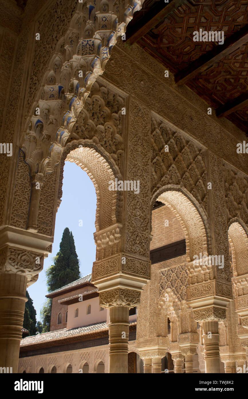 The Alhambra, a 13th c, palace/fortress complex located in Granada ...