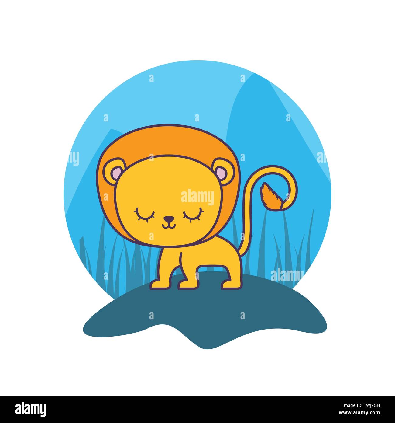 cute lion animal isolated icon vector illustration design Stock Vector ...