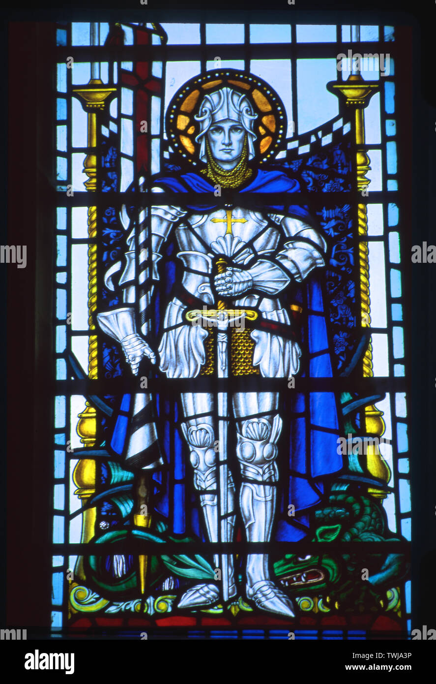 Stained glass window, St George, St George the Martyr, Gt Bromley Stock ...