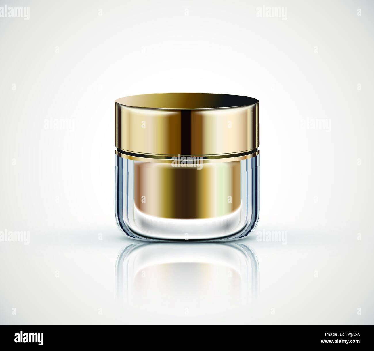 Golden color cream jar isolated on white background in 3d illustration ...