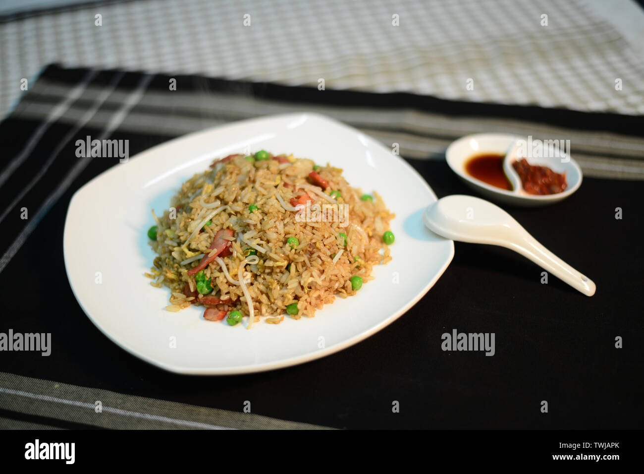 Chinese fried rice, setup nicely on a table ready to serve Stock Photo ...