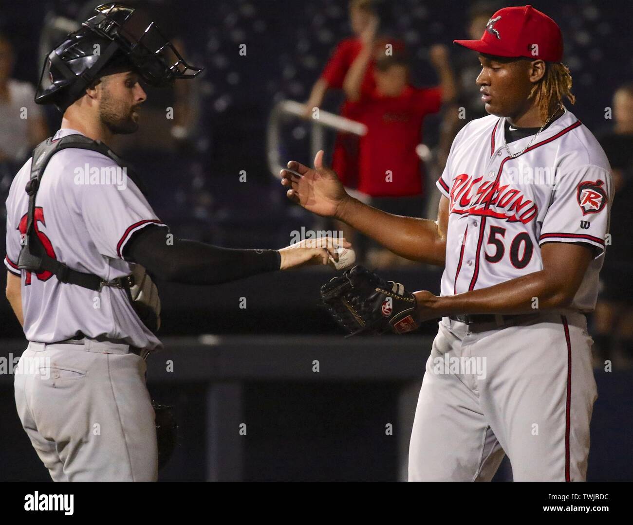 Trenton, New Jersey, USA. 20th June, 2019. Catcher MATT WINN of the ...