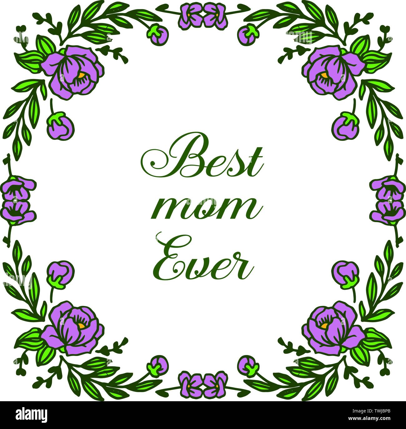 Vector illustration decorative of card best mom with bright purple ...