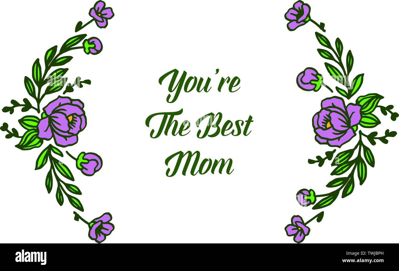 Vector illustration decorative of card best mom with bright purple ...