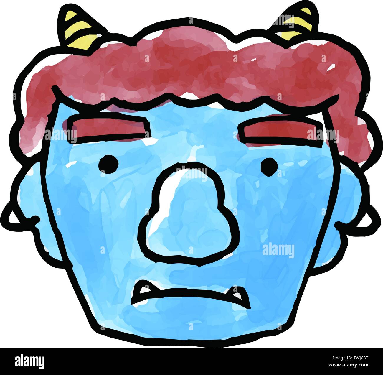 This is an illustration of a hand-painted Japanese demon.This is an ...