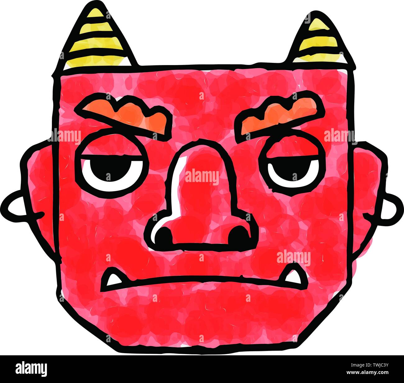 This is an illustration of a hand-painted Japanese demon Stock Vector ...