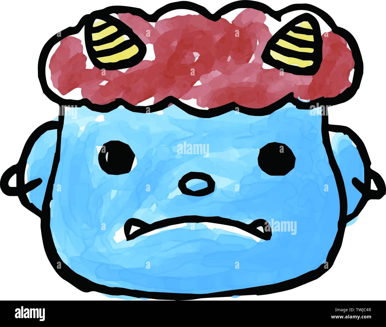 This is an illustration of a hand-painted Japanese demon.This is an ...
