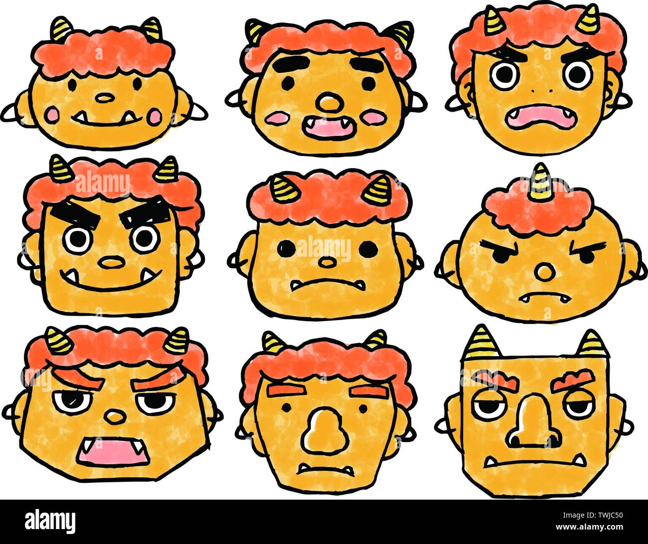 This is an illustration of a hand-painted Japanese demon Stock Vector ...