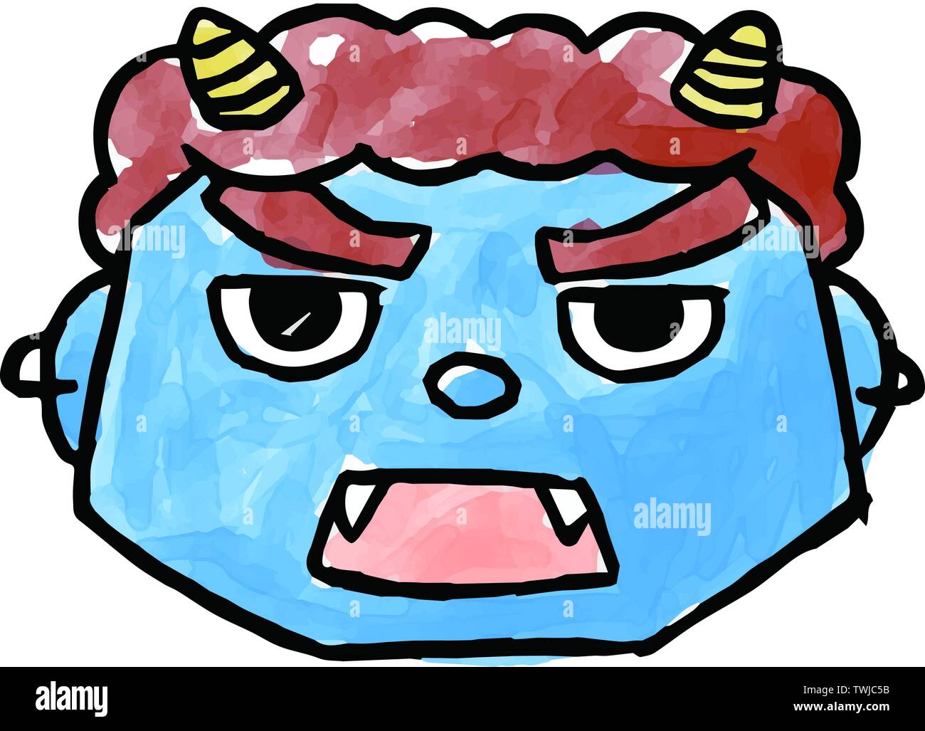 This is an illustration of a hand-painted Japanese demon.This is an ...