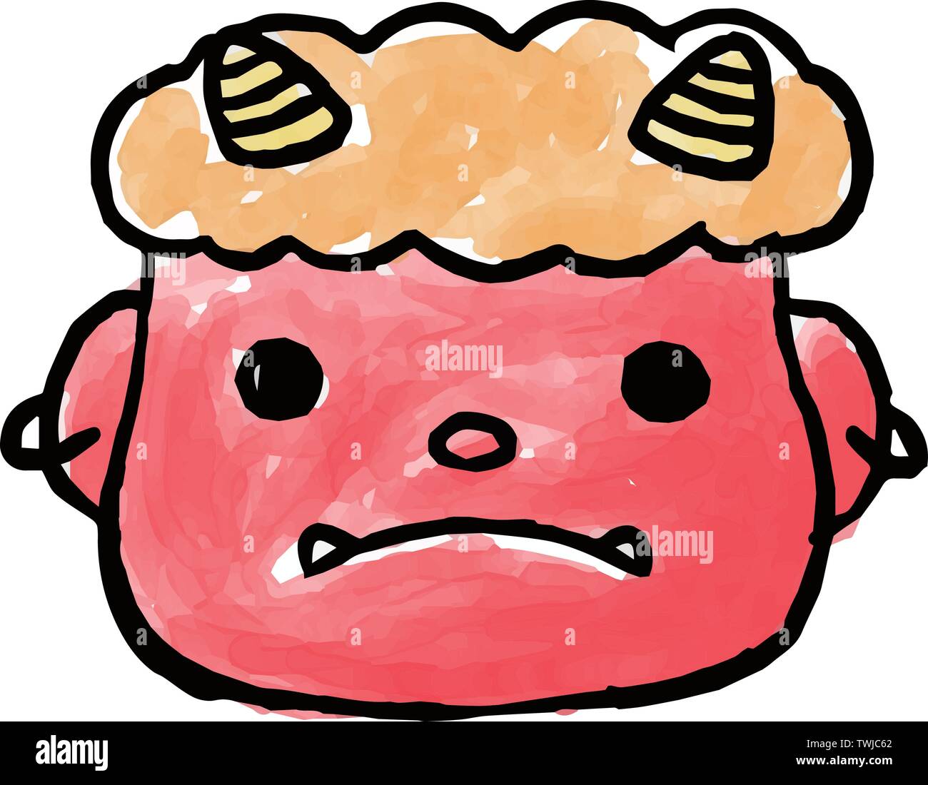 This is an illustration of a hand-painted Japanese demon.This is an ...