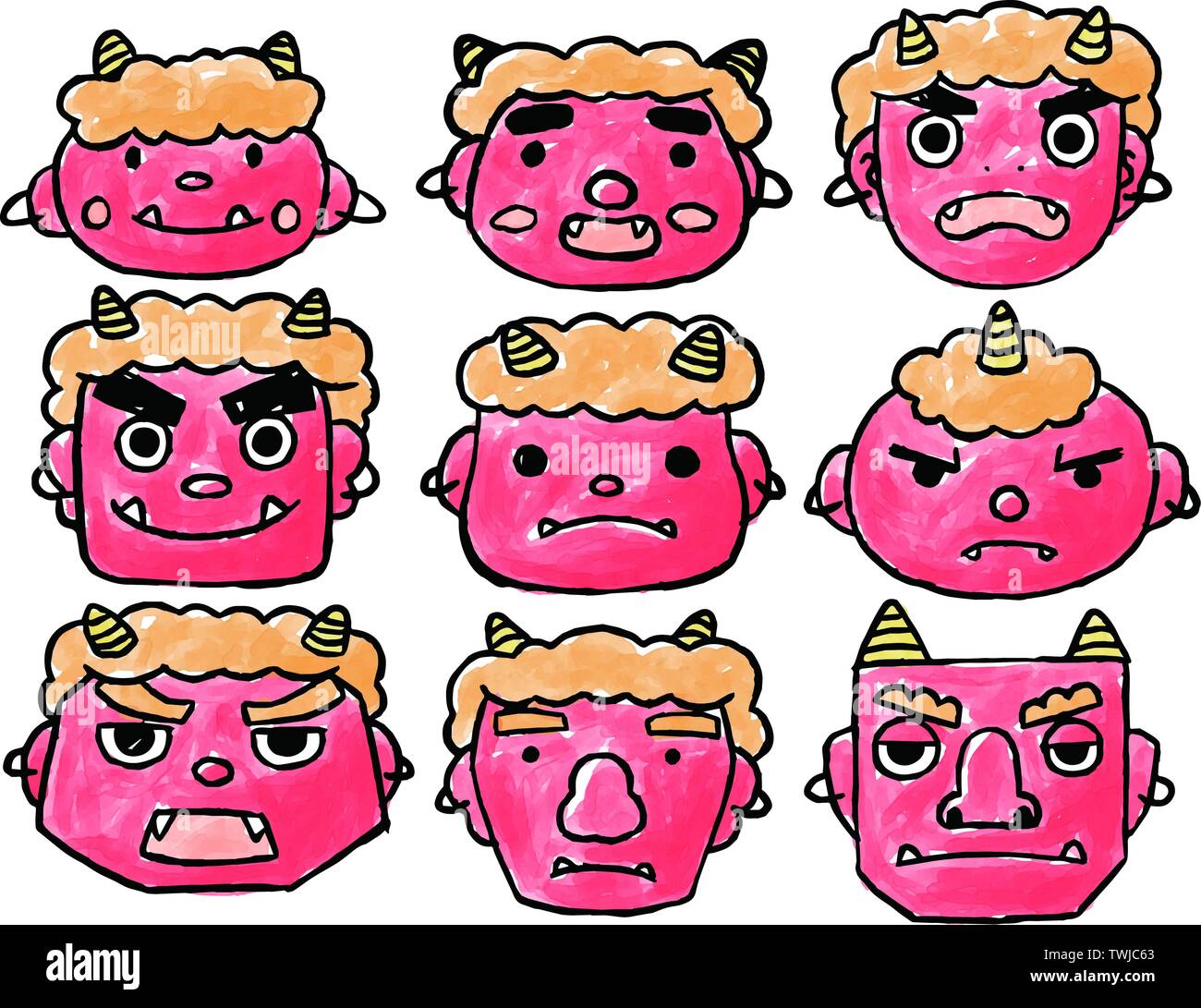 This is an illustration of a hand-painted Japanese demon Stock Vector ...