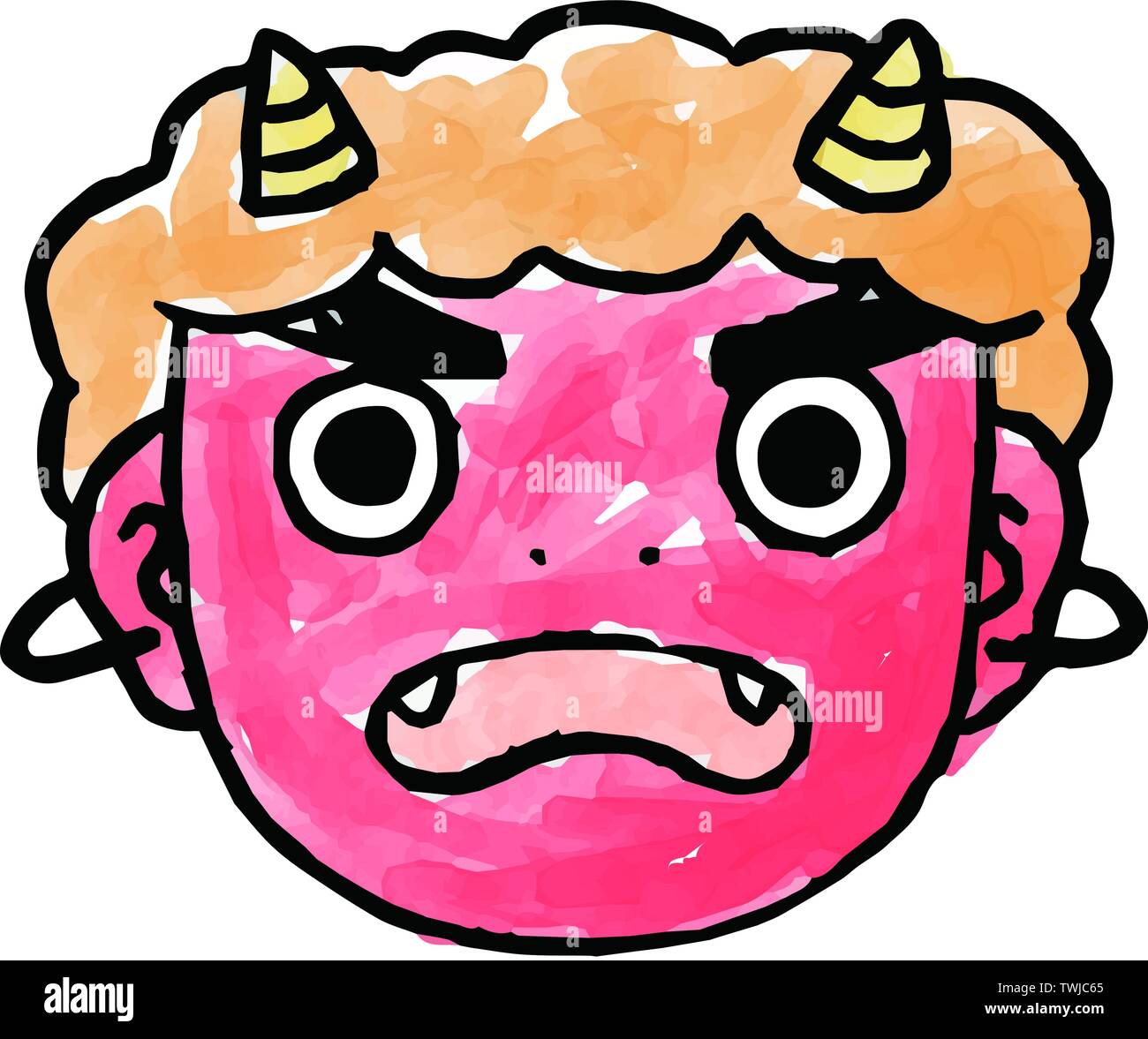 This is an illustration of a hand-painted Japanese demon.This is an ...