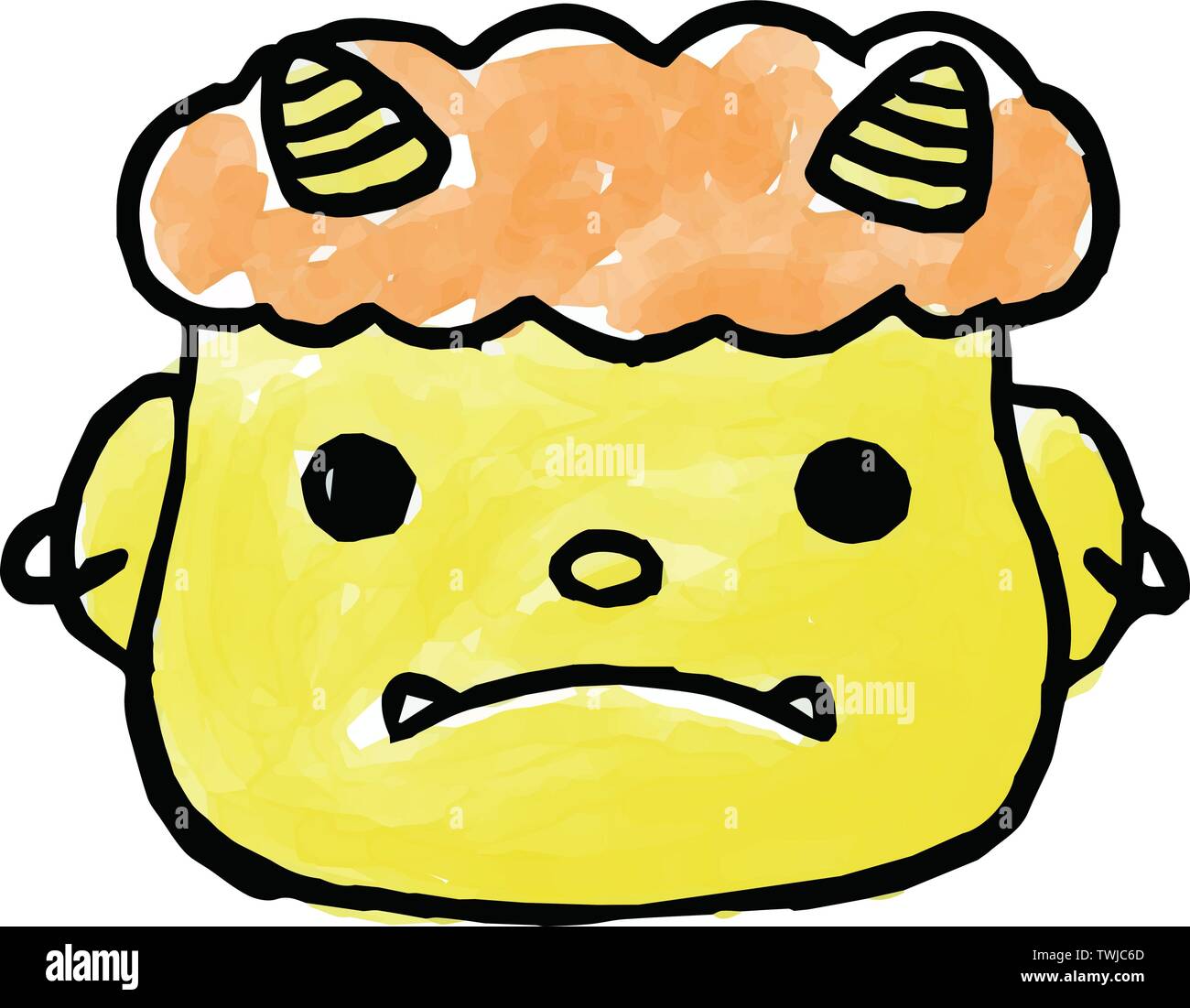 This is an illustration of a hand-painted Japanese demon.This is an ...