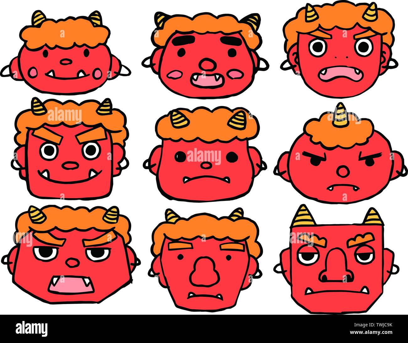 This is an illustration of a hand-painted Japanese demon Stock Vector ...