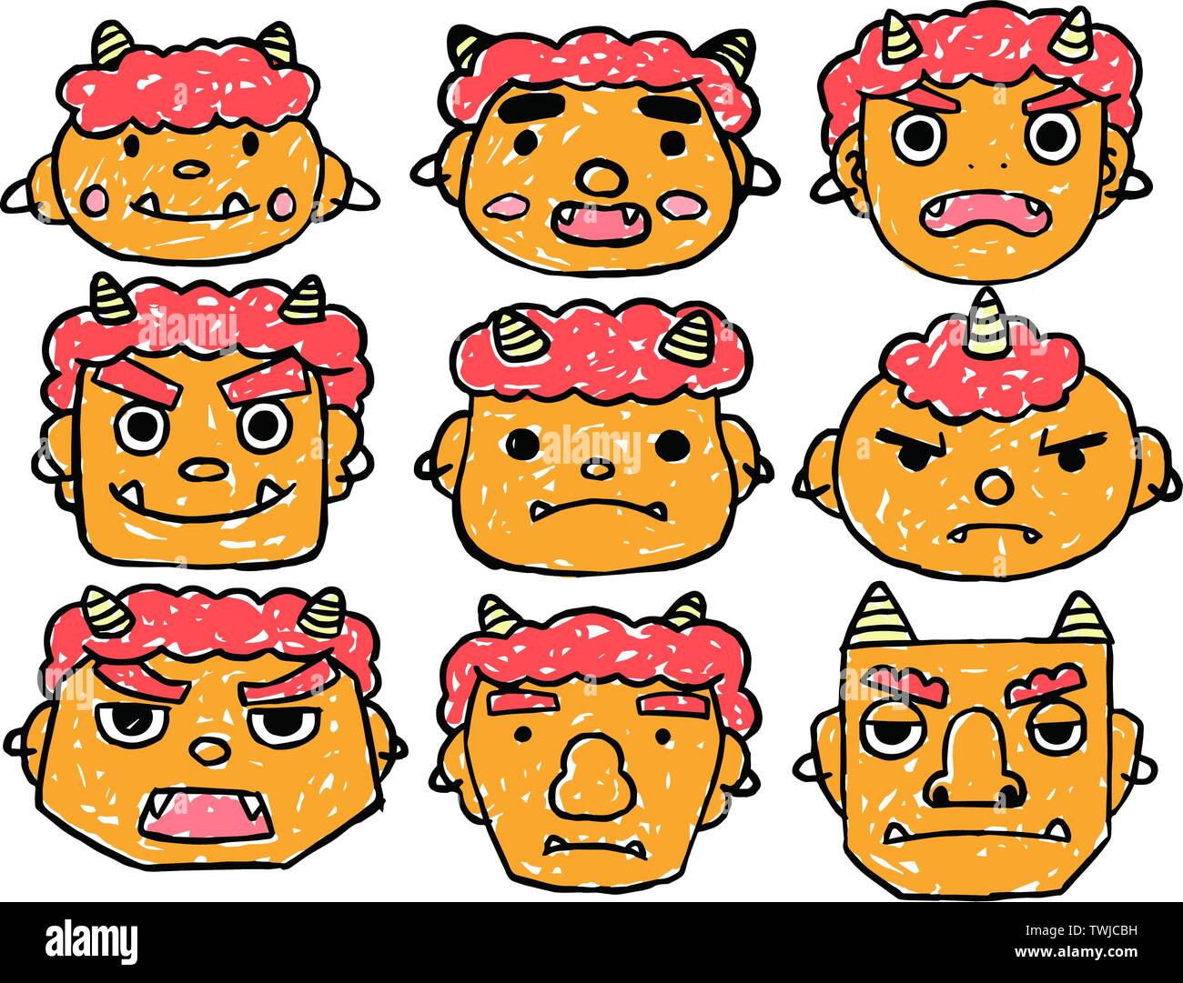 This is an illustration of a hand-painted Japanese demon Stock Vector ...