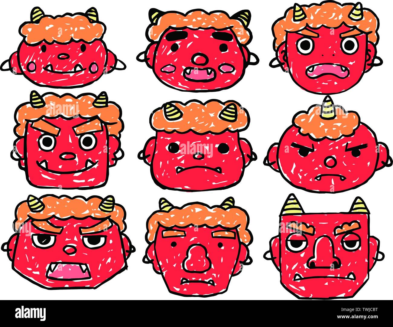 This is an illustration of a hand-painted Japanese demon Stock Vector ...