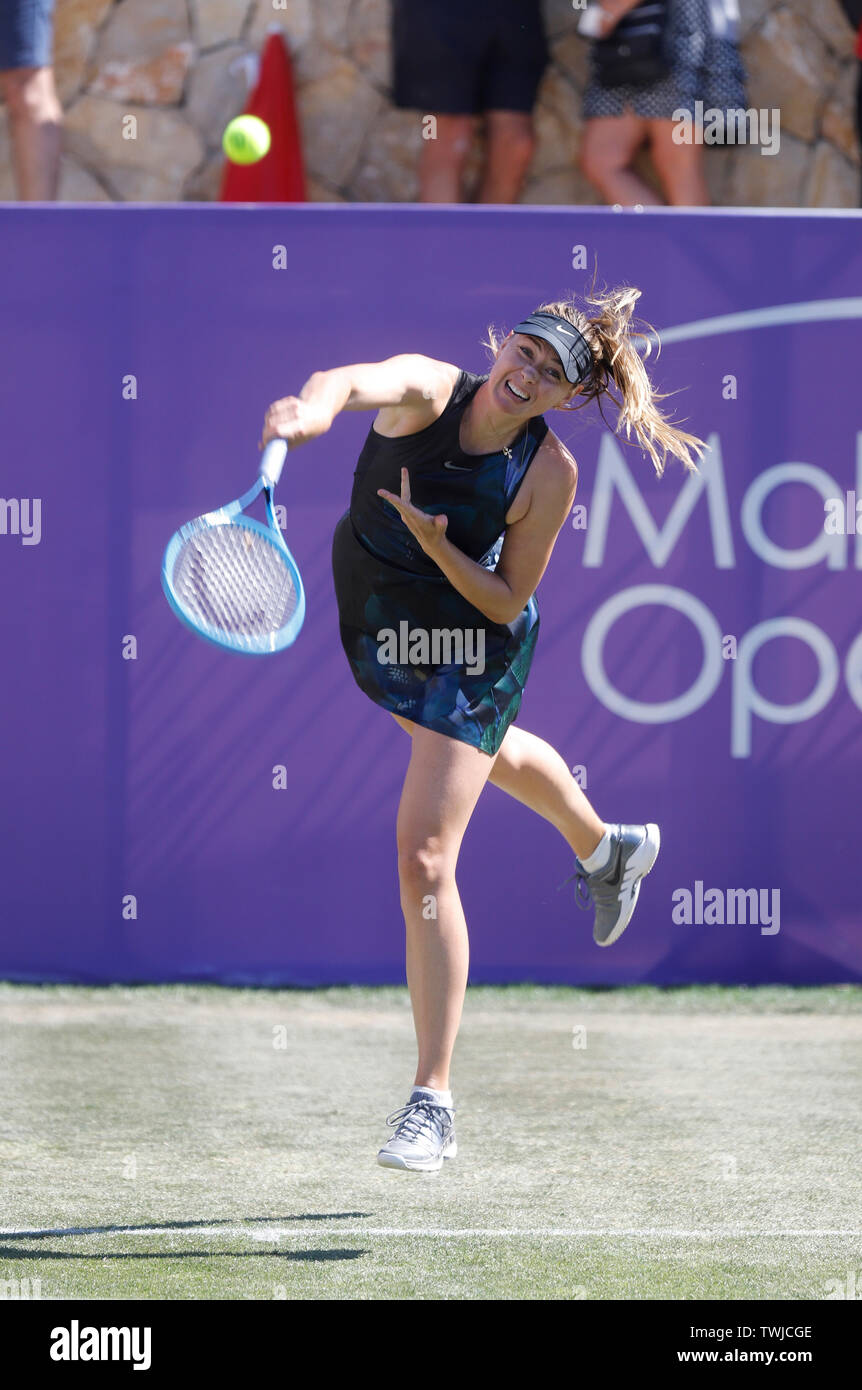 Calvia, Spain. 18th June, 2019. Russian player Maria Sharapova hits the ...