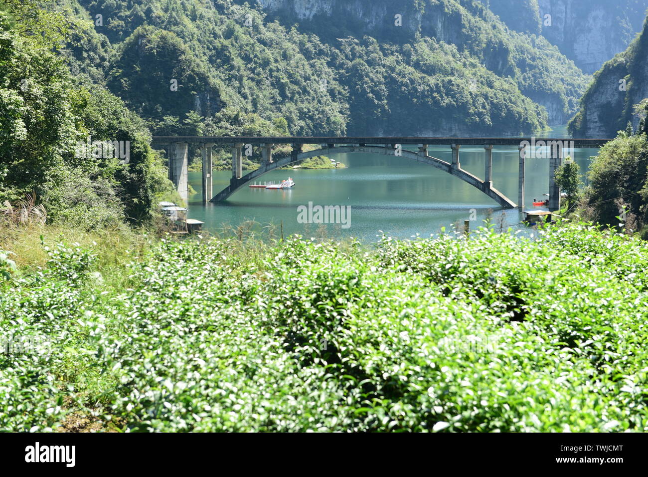 River bridge landscape Stock Photo - Alamy