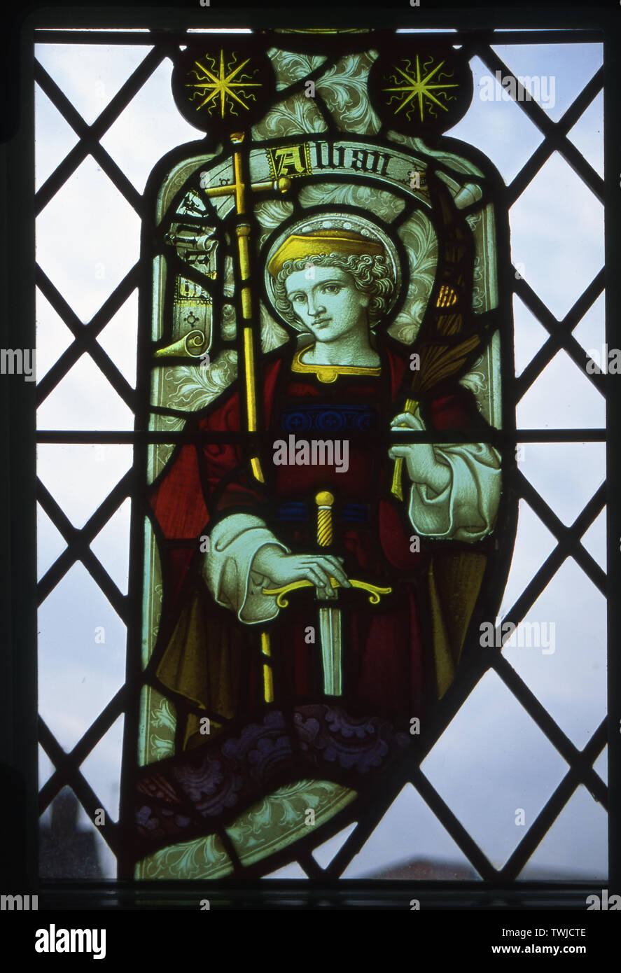 Stained glass window, St Alban, St Edmund's, Southwold, Suffolk, UK ...