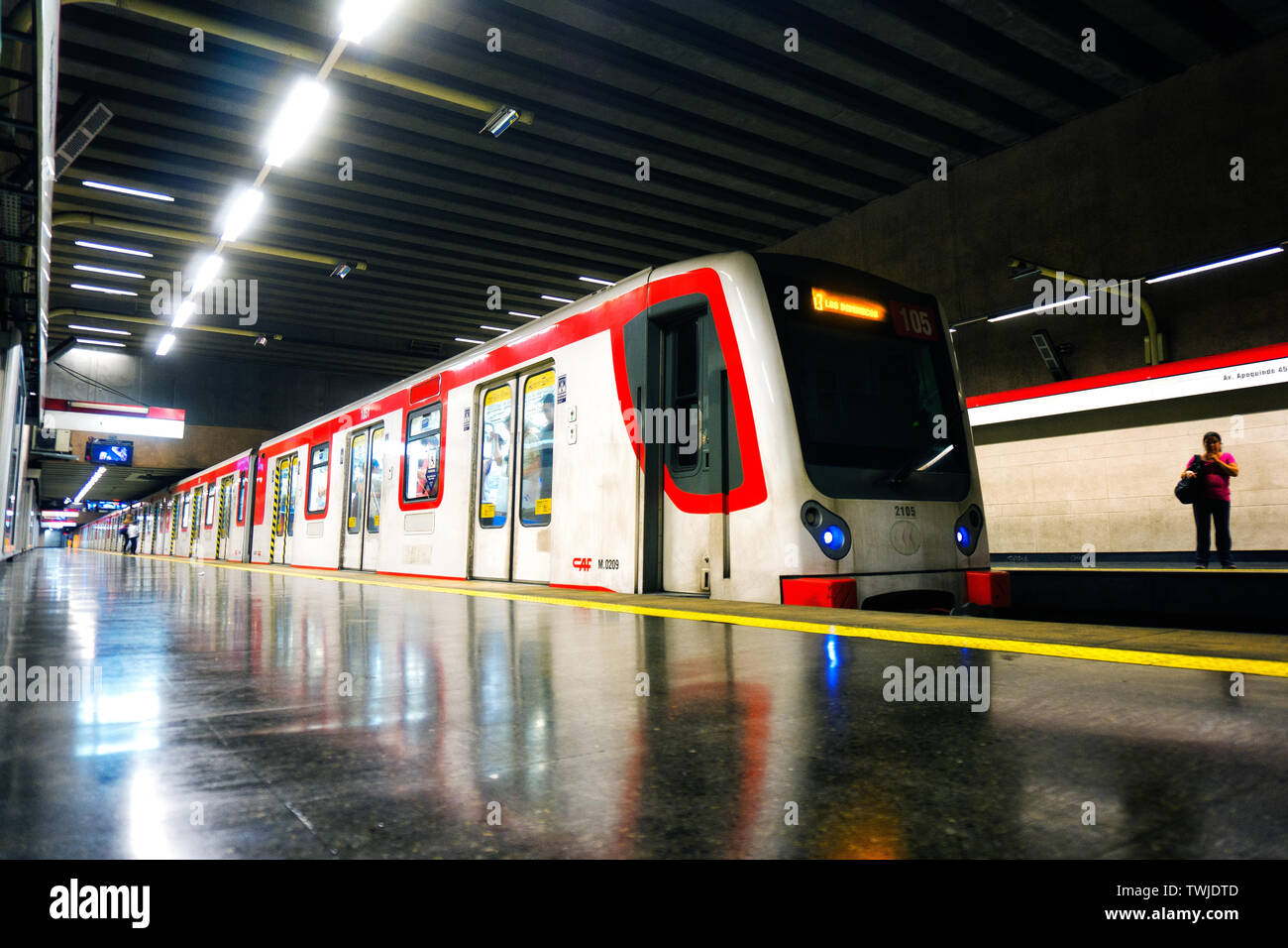 SANTIAGO, CHILE - FEBRUARY 2018: NS07 Metro de Santiago train on ...