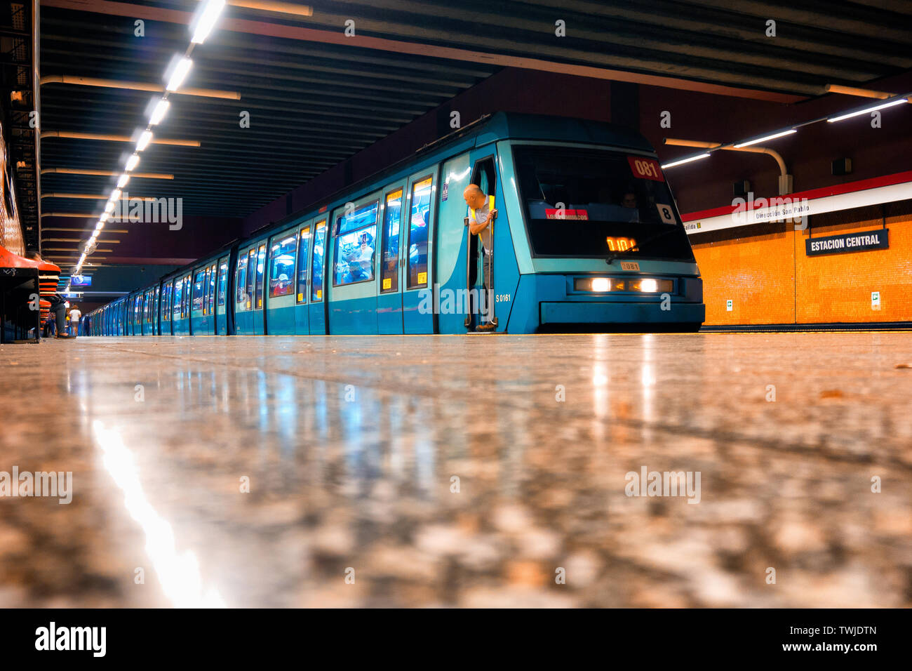 SANTIAGO, CHILE - MARCH 2016: A Metro de Santiago train stopped at ...