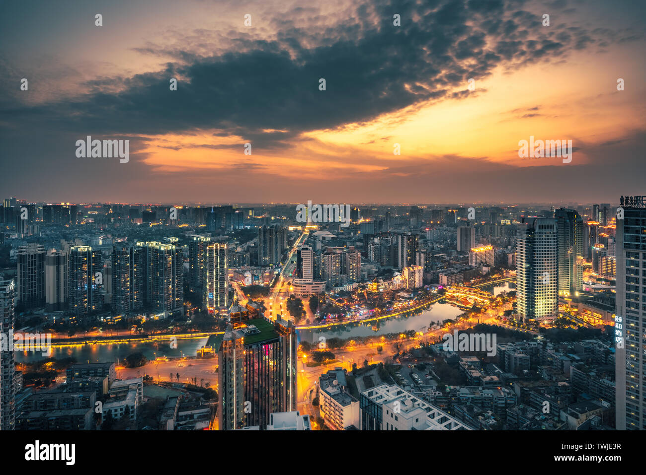 Chengdu Night Scene Stock Photo - Alamy