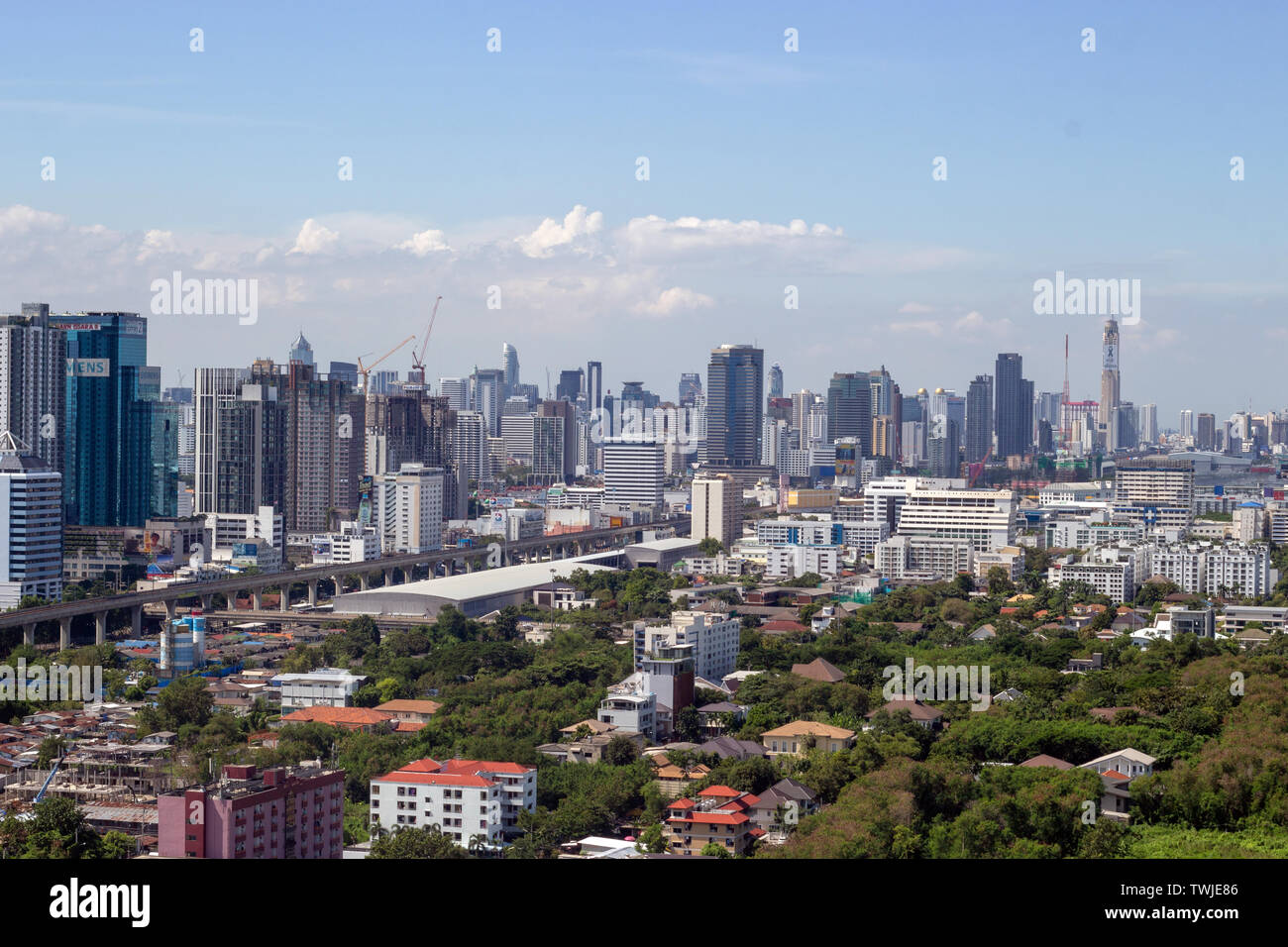 panorama view Bangkok city landscape from high building on day light ...