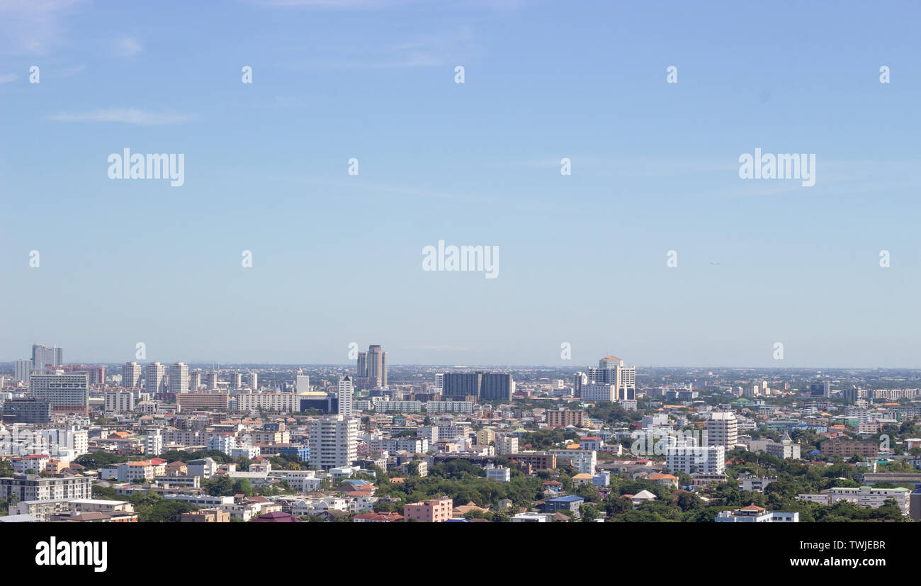 panorama view Bangkok city landscape from high building on day light ...