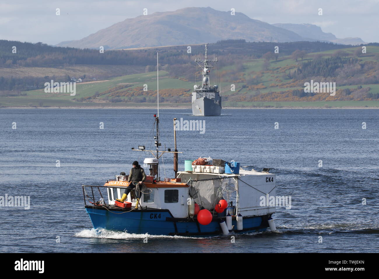 The fishing boat Valkyrie (CK4) approaching Greenock's East India ...