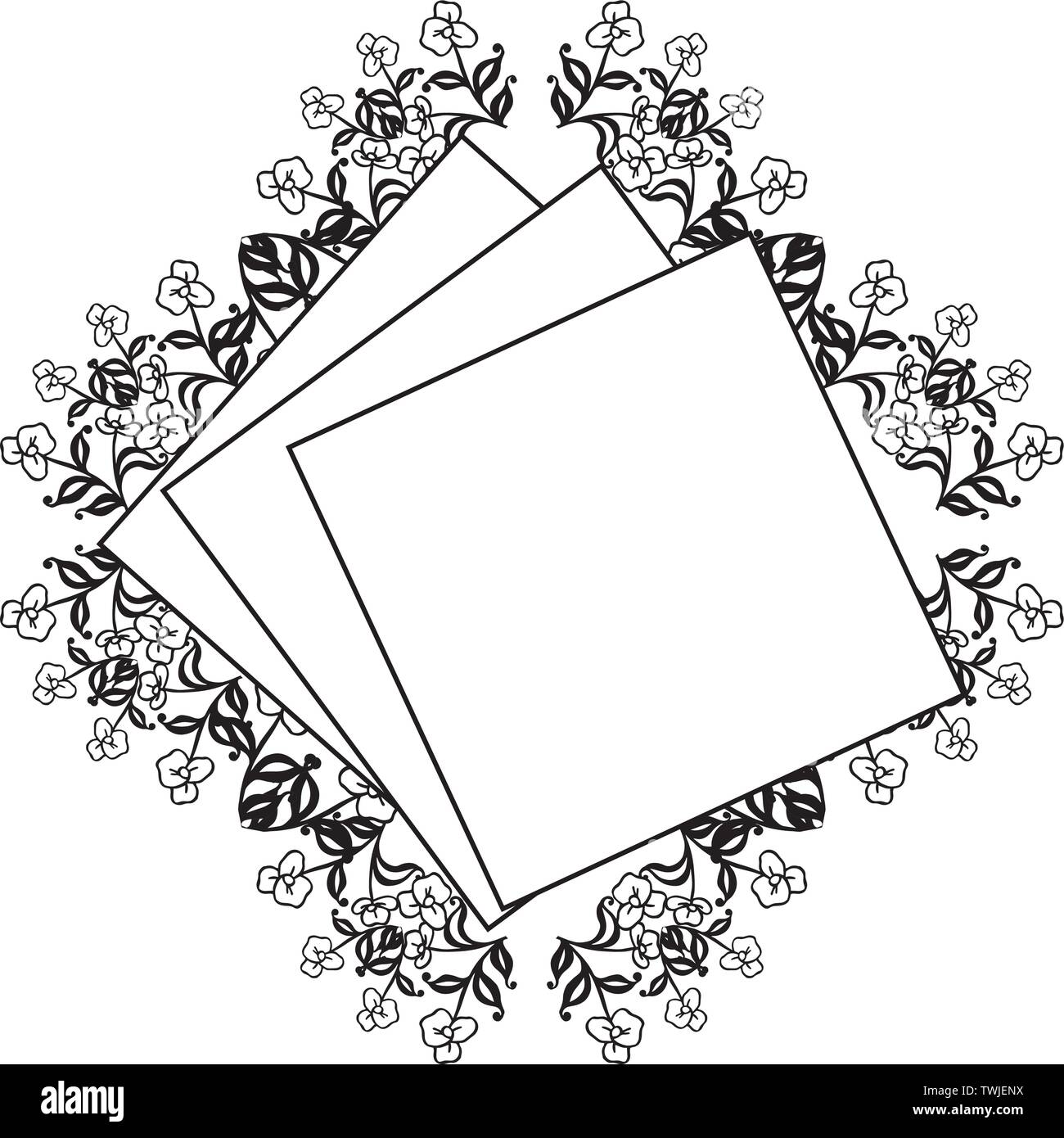 Vector illustration various shape of card with modern flower frame hand ...