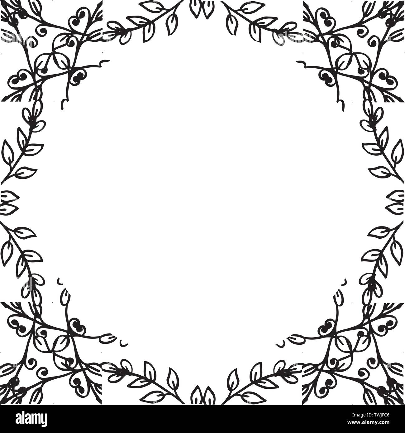 Vector illustration various drawing of flower frame for card hand drawn ...