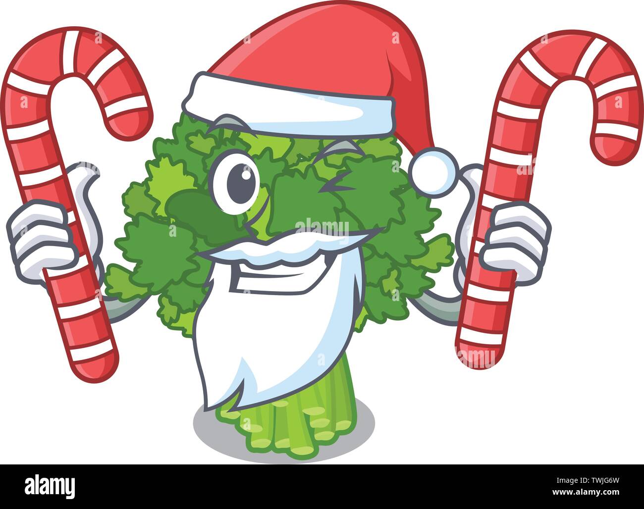 Santa with candy saute broccoli rabe above cartoon plate Stock Vector ...