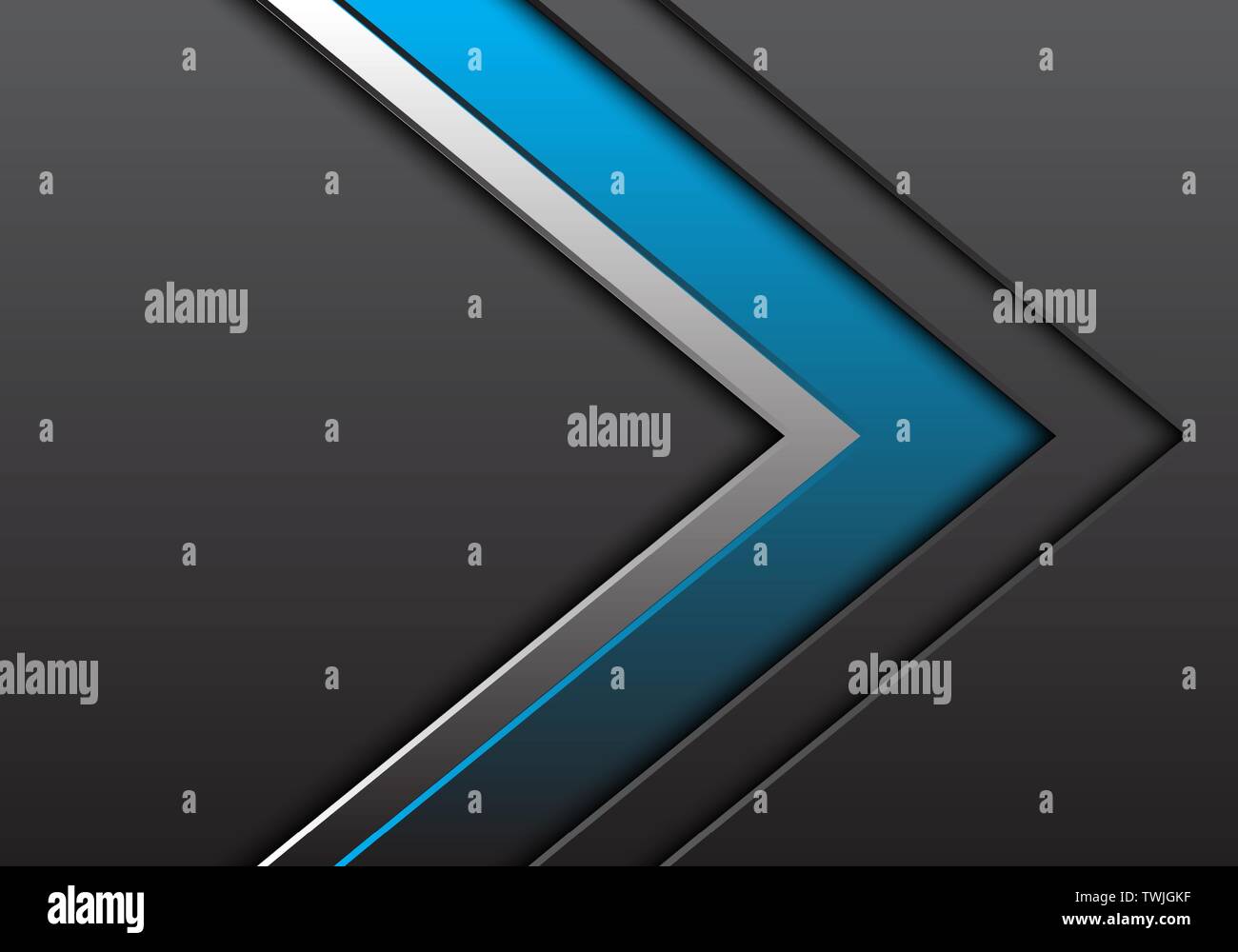 Abstract blue silver grey arrow with blank space direction design ...